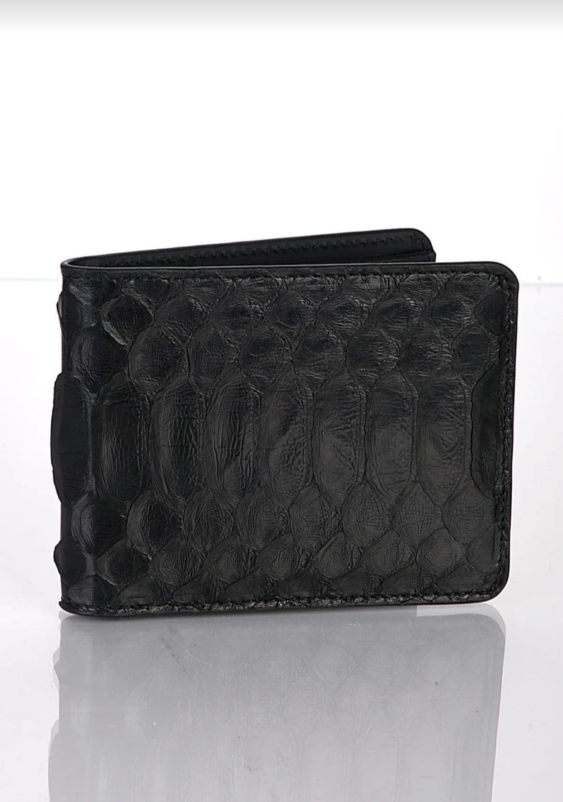 Exotic Leather Wallet Genuine Python Snake Leather Black Personalized ...