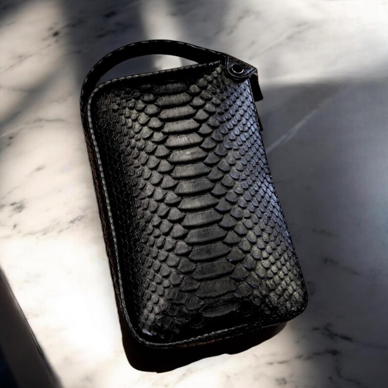 Handmade Python Leather Clutch for Men - Stylish Python Pattern Design, Genuine Python Leather ...