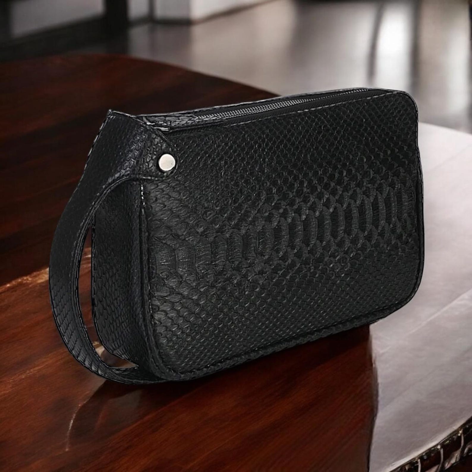 Handmade Python Leather Clutch for Men - Stylish Python Pattern Design, Genuine Python Leather ...