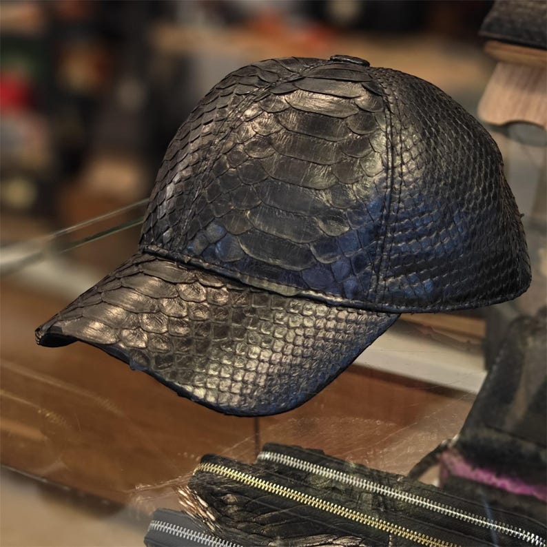 Father’s Day Gift, Luxurious Italian Black Python Baseball Cap ...
