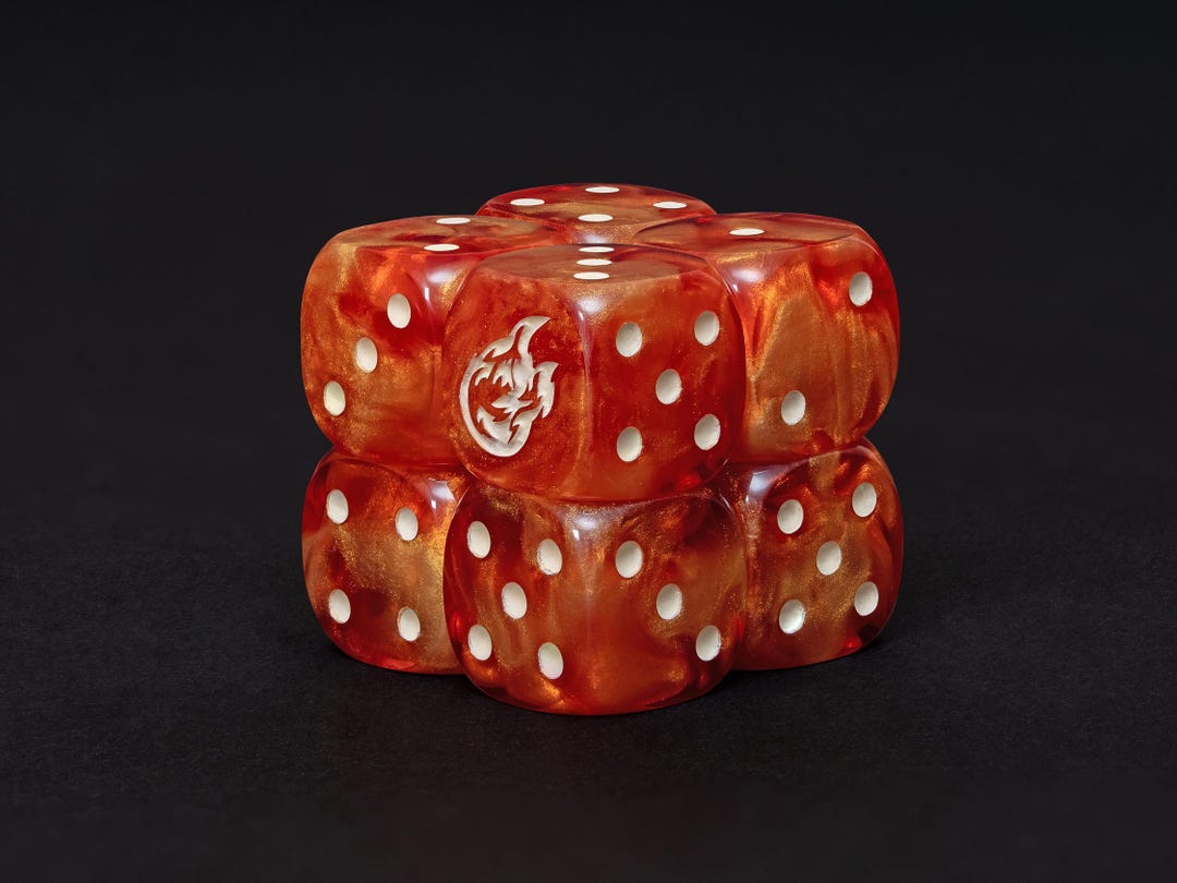Fireball Dice, D6 Dice Set, Orange Dice, Dice Set, Board Games, Epoxy ...
