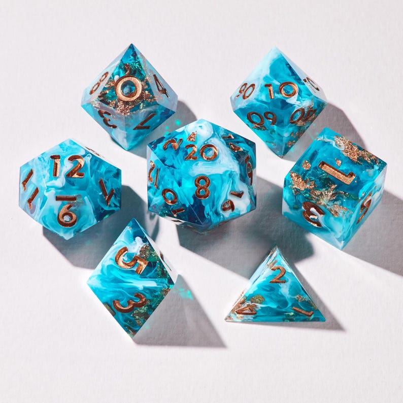 Dice Set Collection – Roselight Crystals, Stormwave Blue, Dark Ruby ...