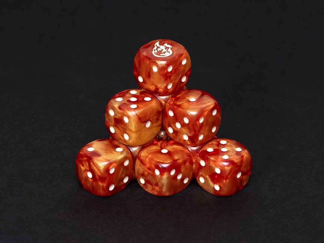 Fireball Dice, D6 Dice Set, Orange Dice, Dice Set, Board Games, Epoxy ...