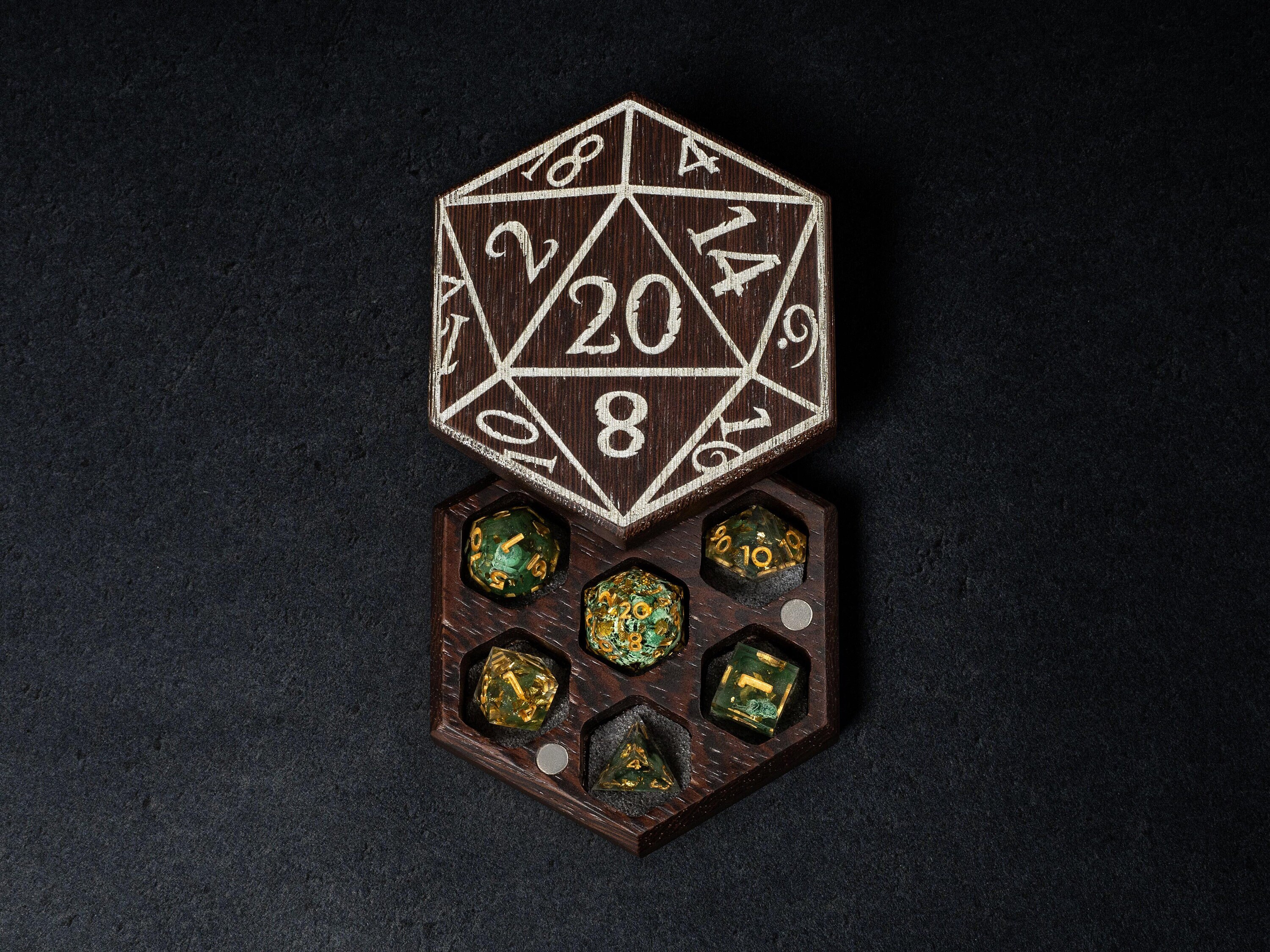 Dice Box, Hexagonal Dice Box, Solid Wood, Dungeons and Dragons, RPG ...
