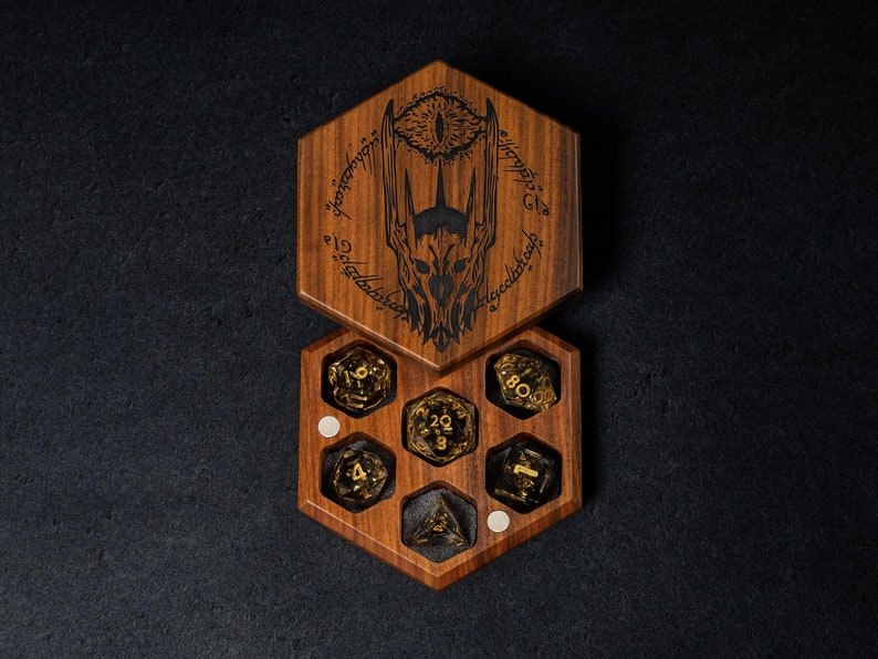 Dice Box, Hexagonal Dice Box, Solid Wood, Dungeons and Dragons, RPG ...
