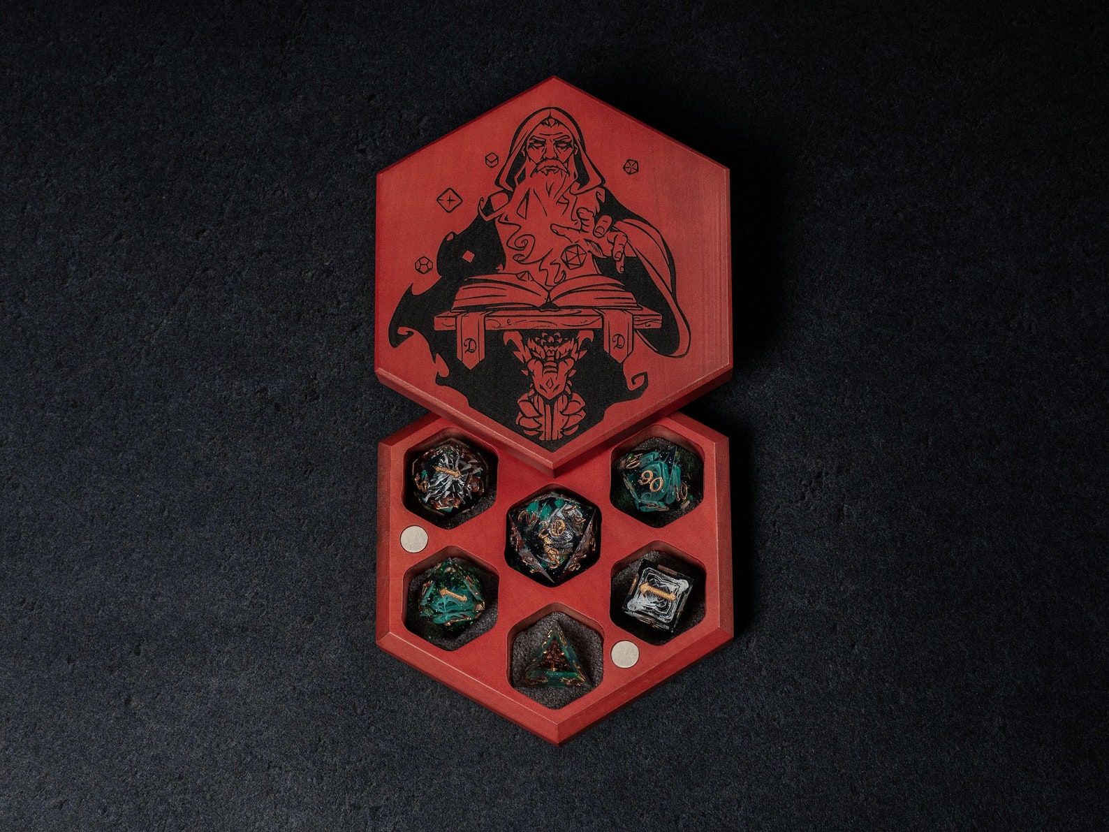 Dice Box, Hexagonal Dice Box, Solid Wood, Dungeons and Dragons, RPG ...