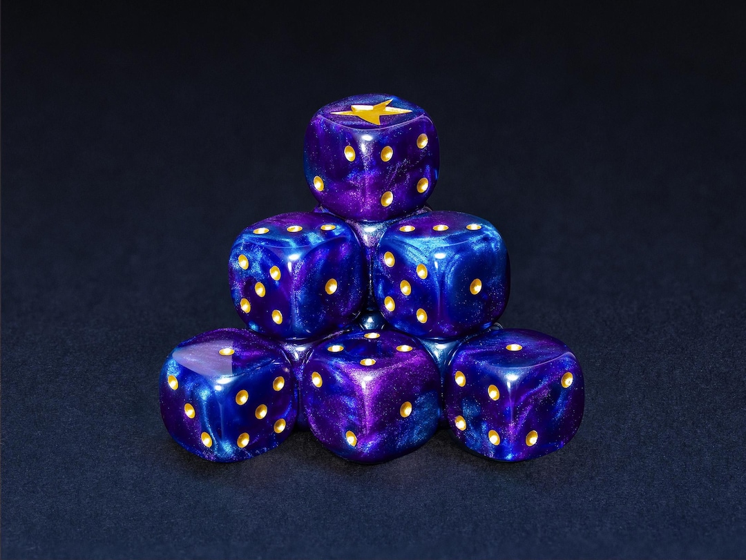 Cthulhu D6 Dice Set – 16mm Resin Dice With Cthulhu Star | Blue & Purple ...