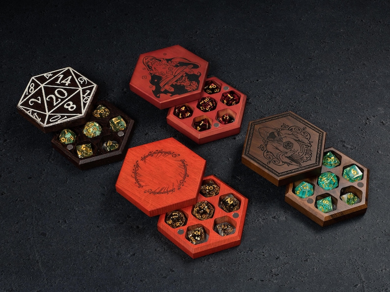 Dice Box, Hexagonal Dice Box, Solid Wood, Dungeons and Dragons, RPG ...