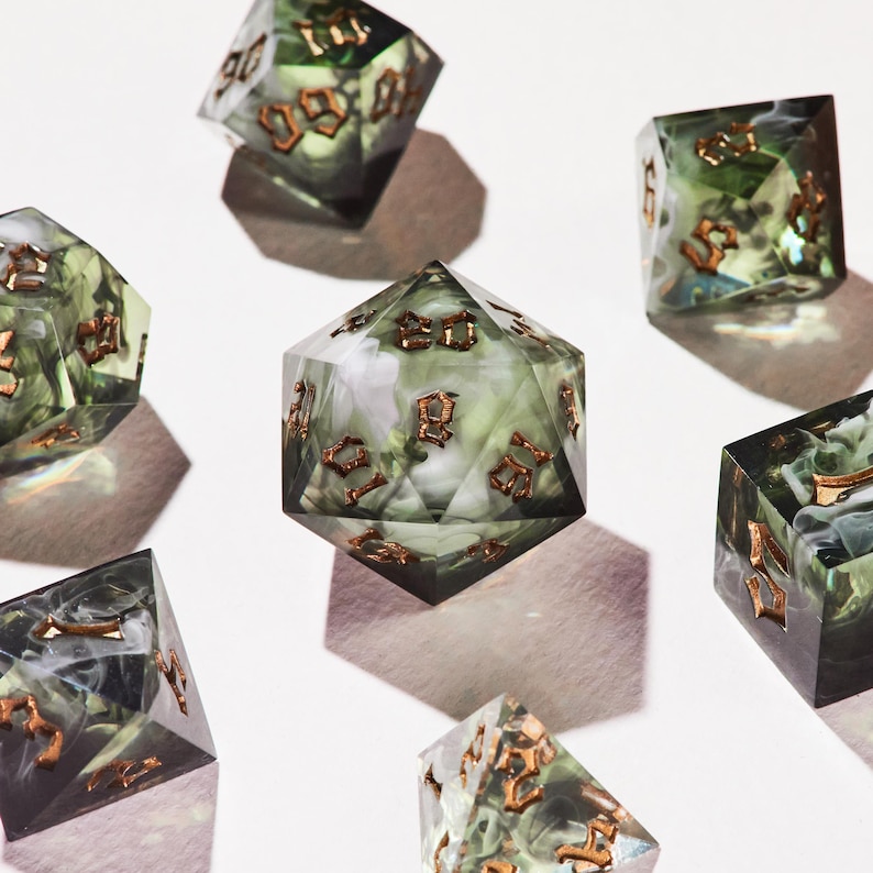 Handmade Dnd Dice Set, RPG Dice Collection, Epoxy Resin Dice Set ...