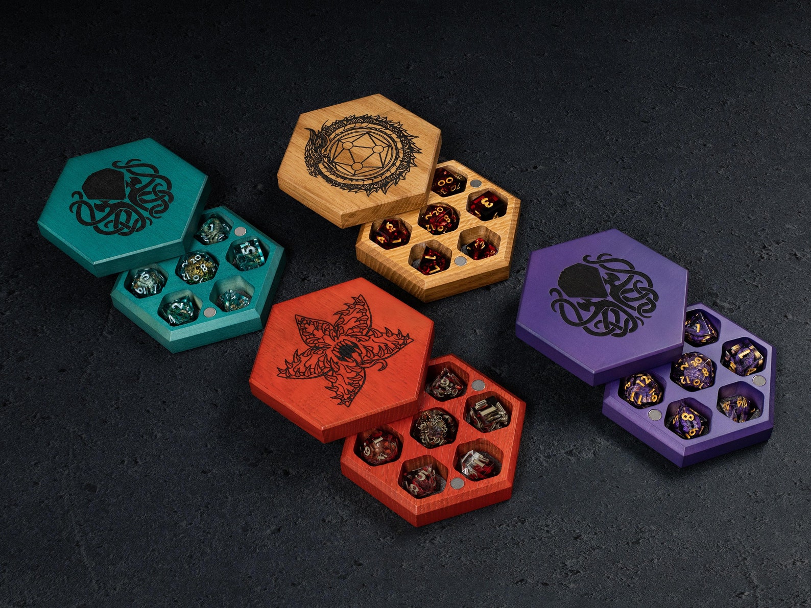 Dice Box, Hexagonal Dice Box, Solid Wood, Dungeons and Dragons, RPG ...