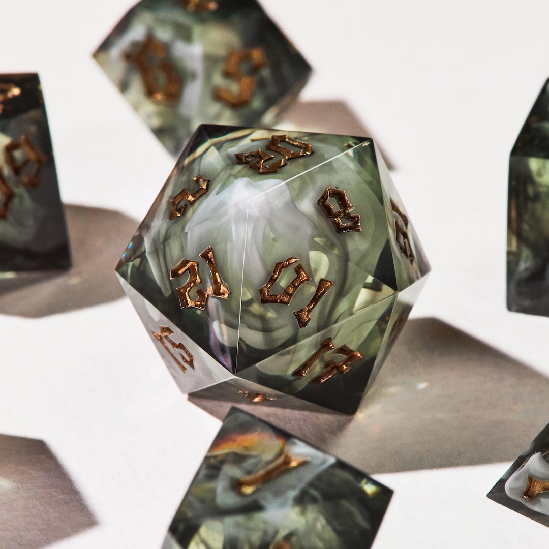 Handmade Dnd Dice Set, RPG Dice Collection, Epoxy Resin Dice Set ...