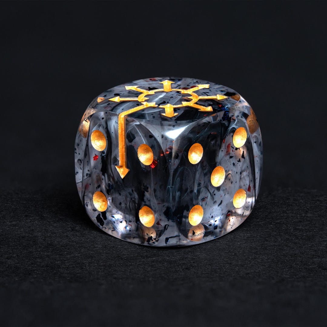Chaos Wargaming Dice Set – D6 Dice (16mm) With Gold Sigil | Dark Dice ...