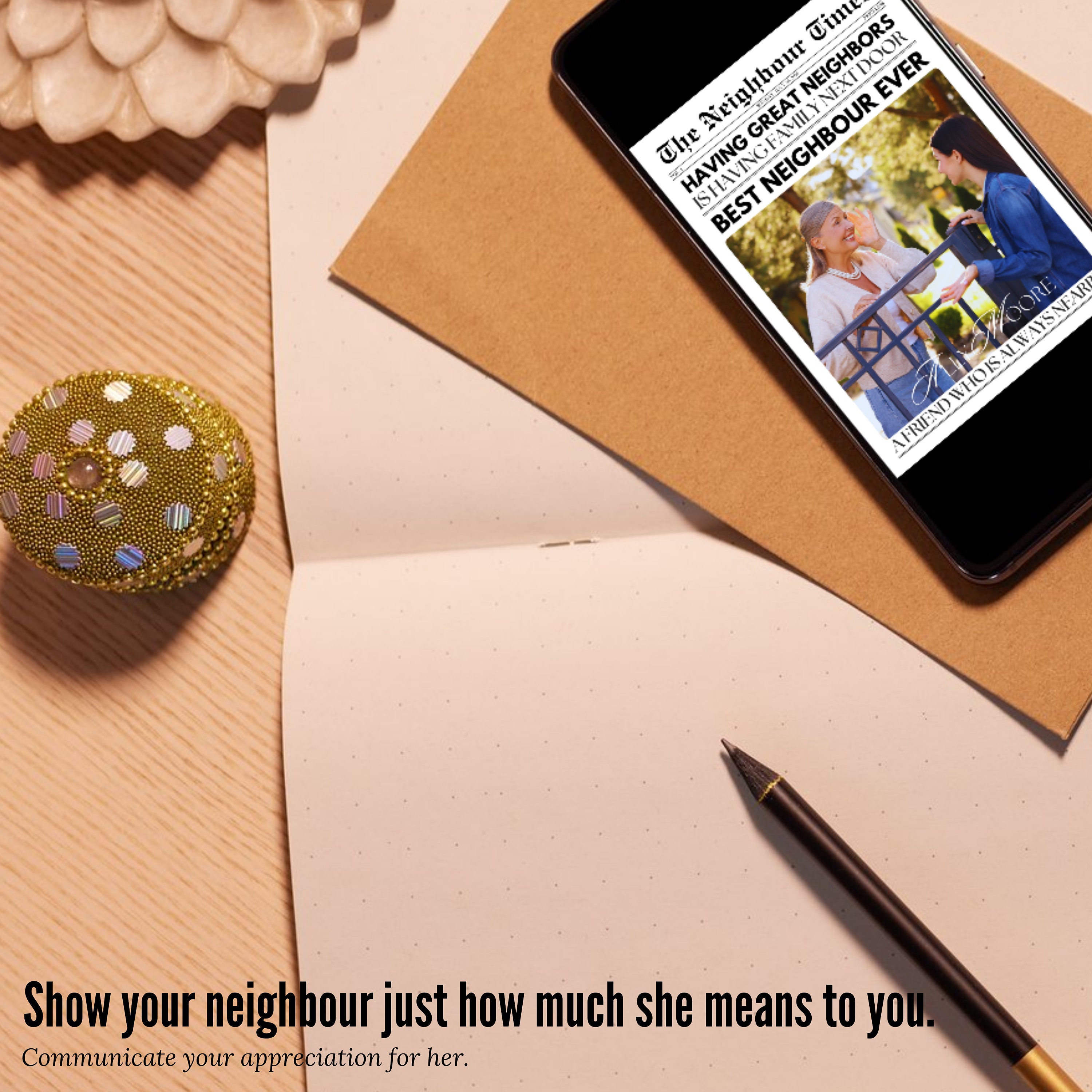 Editable Best Neighbour Ever Newspaper Card Digital Canva Template ...