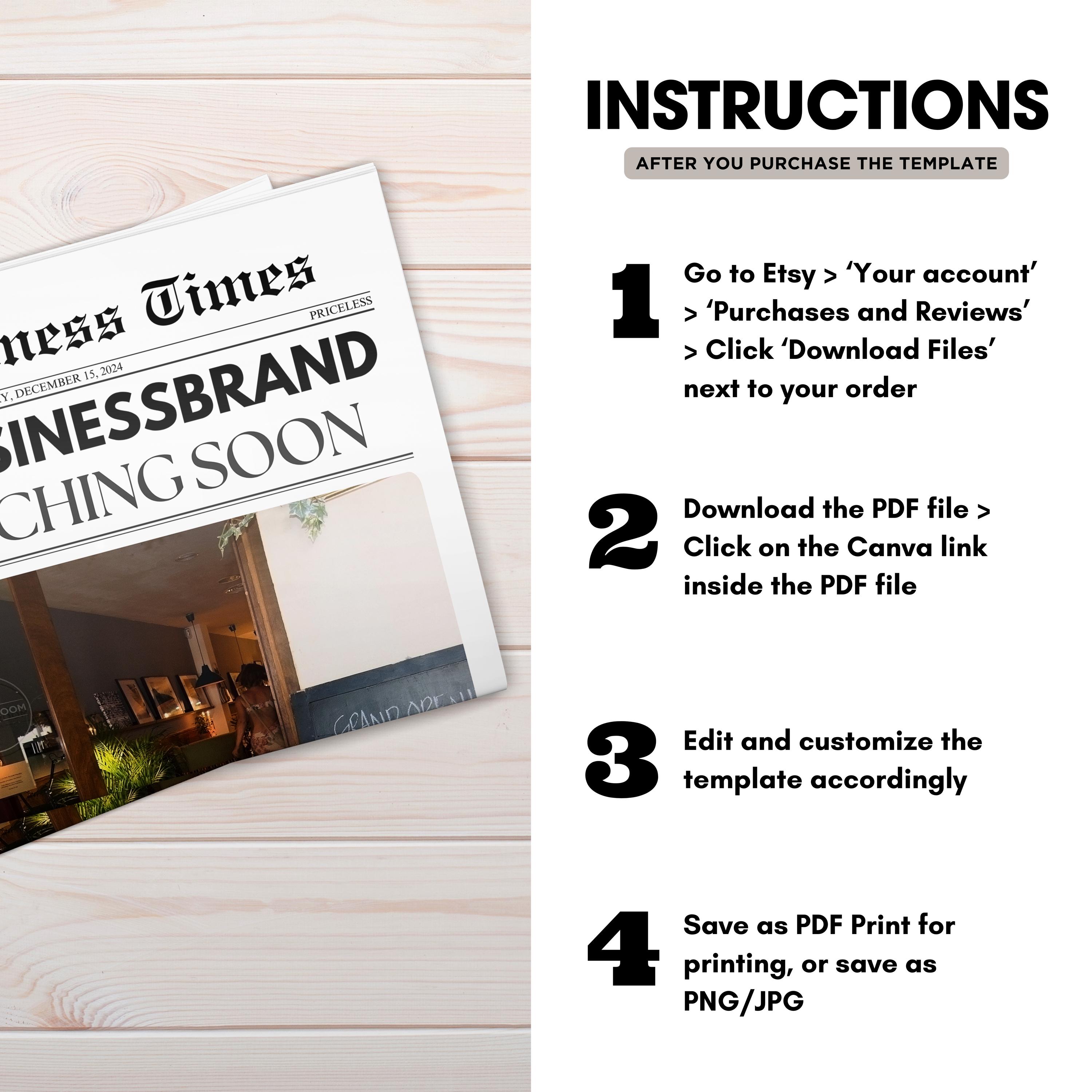 Canva Business Launch Grand Opening Newspaper Template, Custom Editable ...