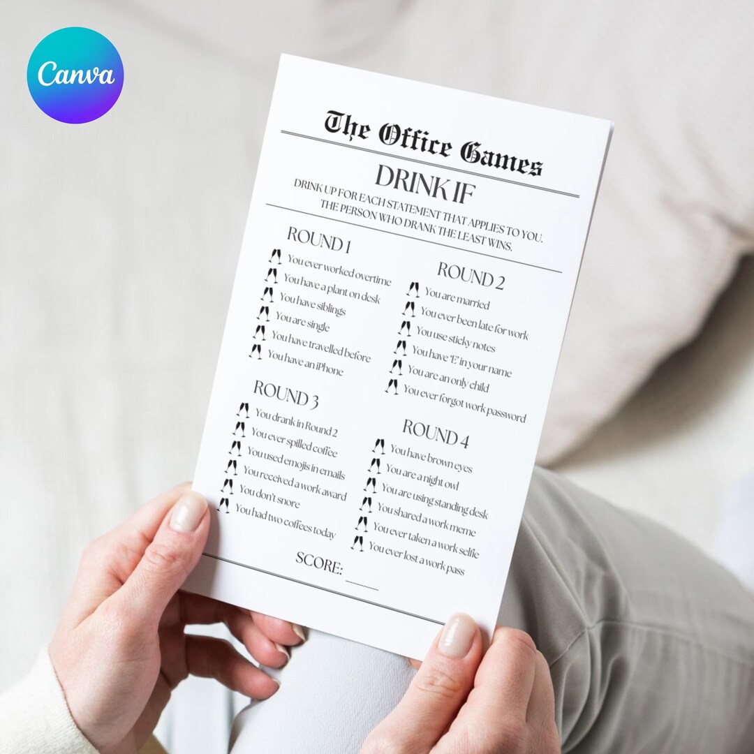 Work Party Office Game Printable Template, Canva Editable Office Party ...