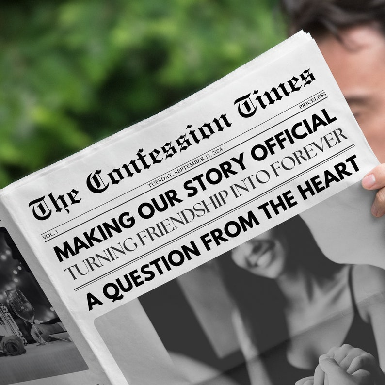 Girlfriend Proposal Newspaper Template Digital Customizable Editable ...