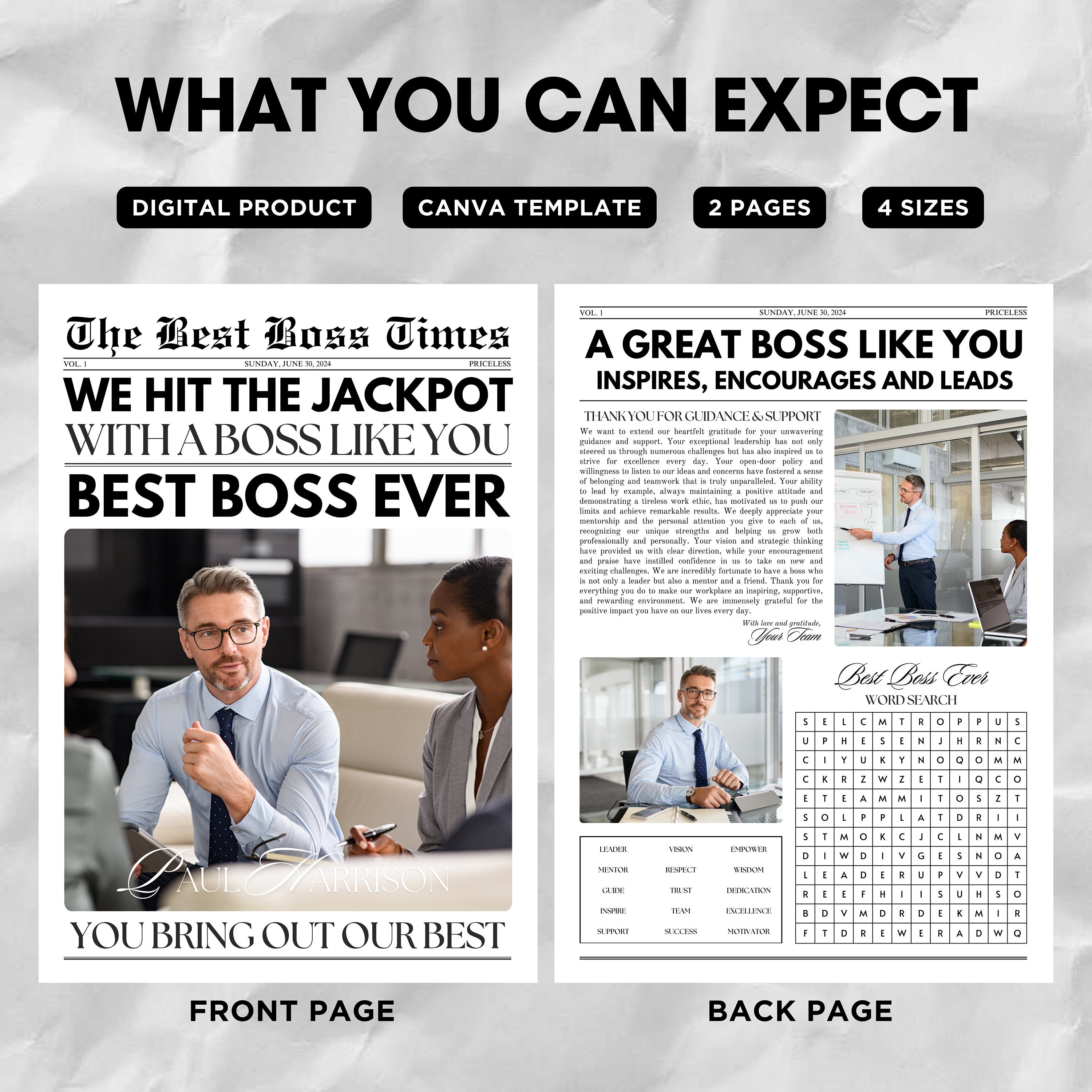 Custom Editable Best Boss Digital Template Boss Appreciation Card Canva ...