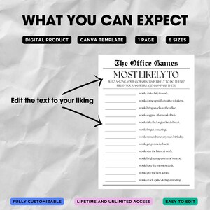 Work Party Game Printable Template, Canva Editable Office Party Game ...