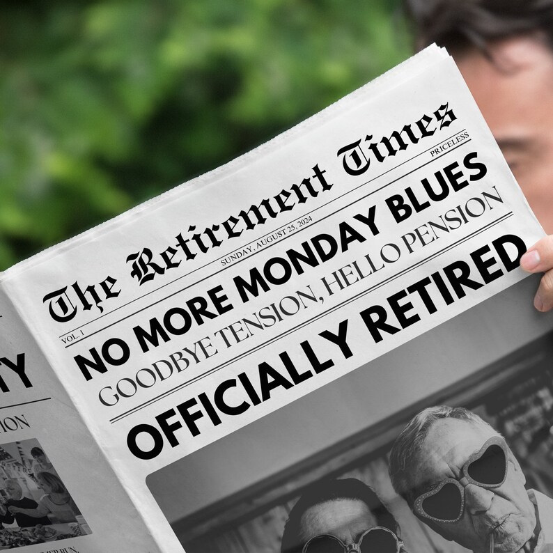 Editable Work Retirement Party Invitation Newspaper Template, Custom ...