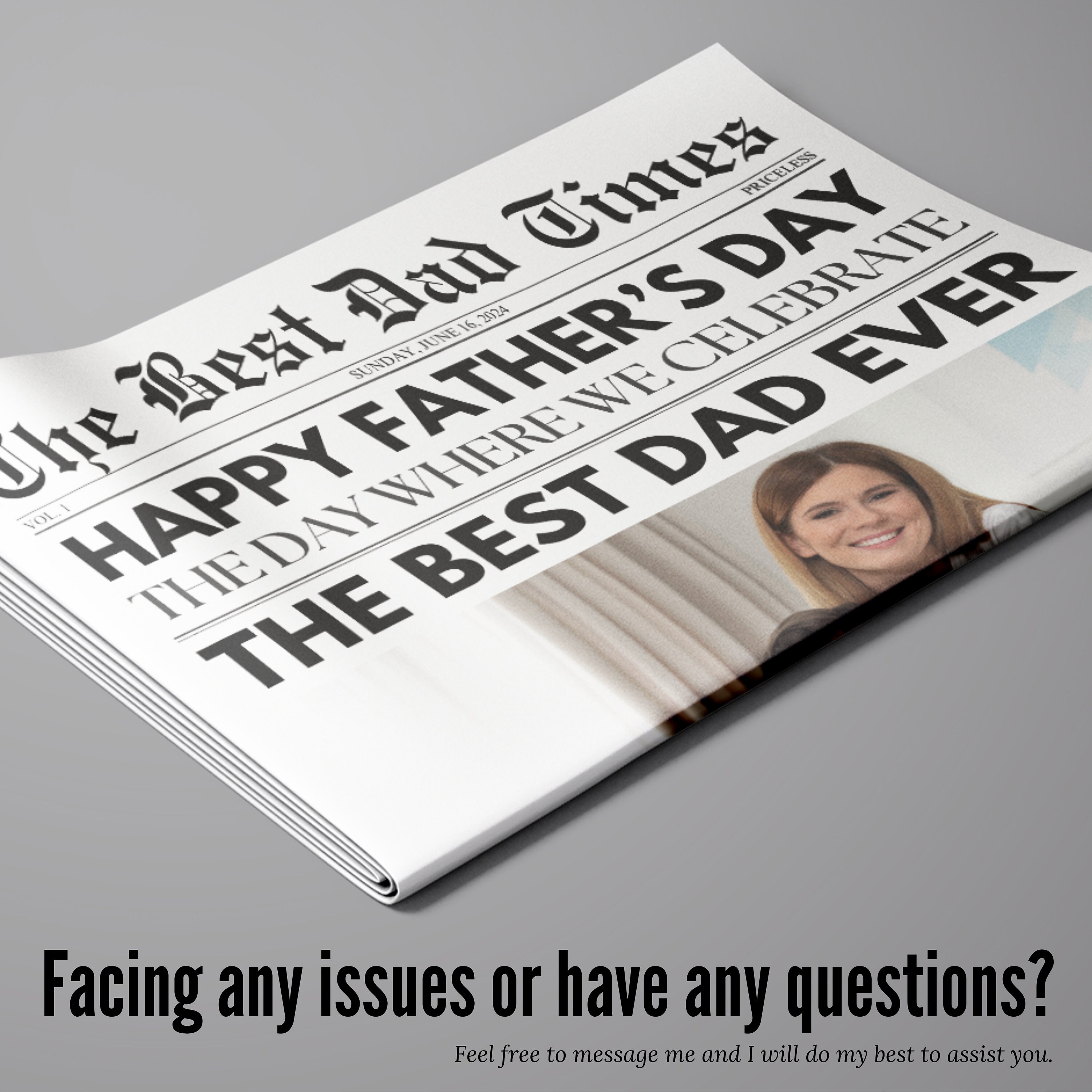 Fathers Day Newspaper Template Digital Canva Editable Fathers Day Gift ...