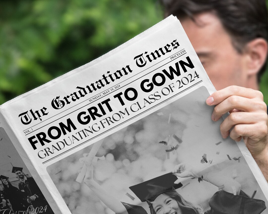 Graduation Newspaper Template Digital Customizable Editable Printable ...