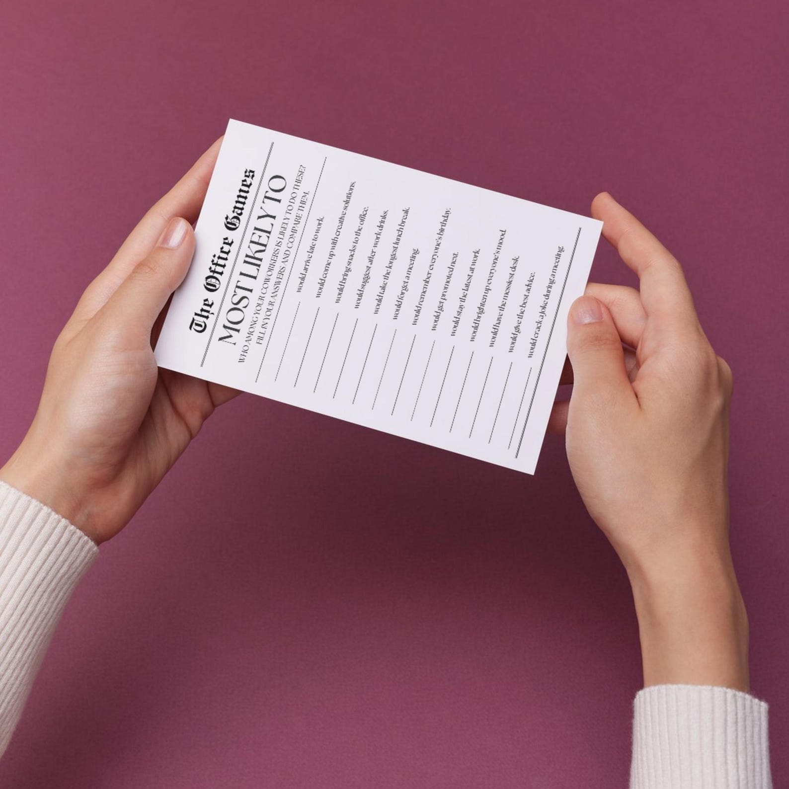 Work Party Game Printable Template, Canva Editable Office Party Game ...