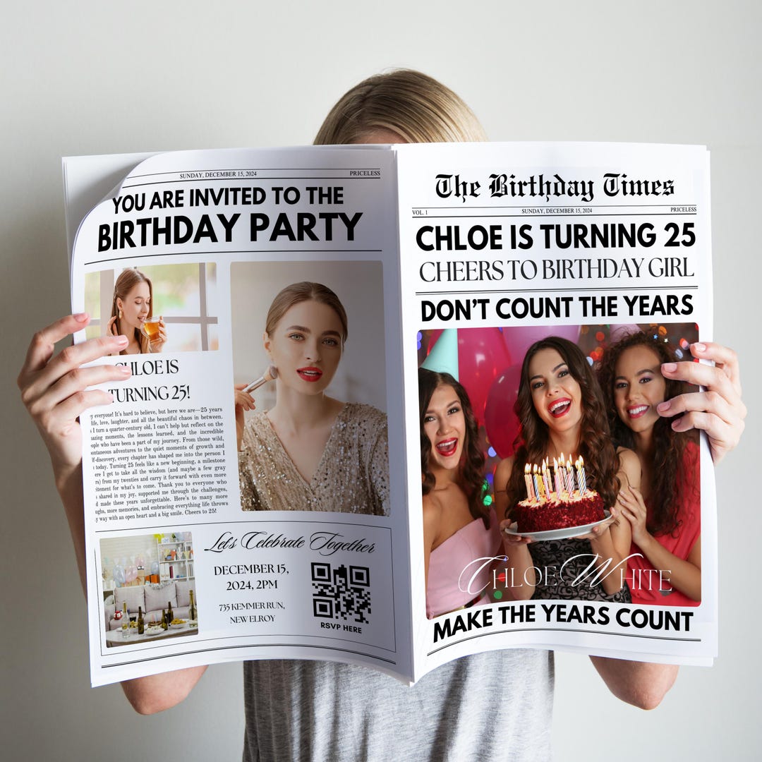 Canva Birthday Newspaper Template, Large Newspaper Template Printable ...