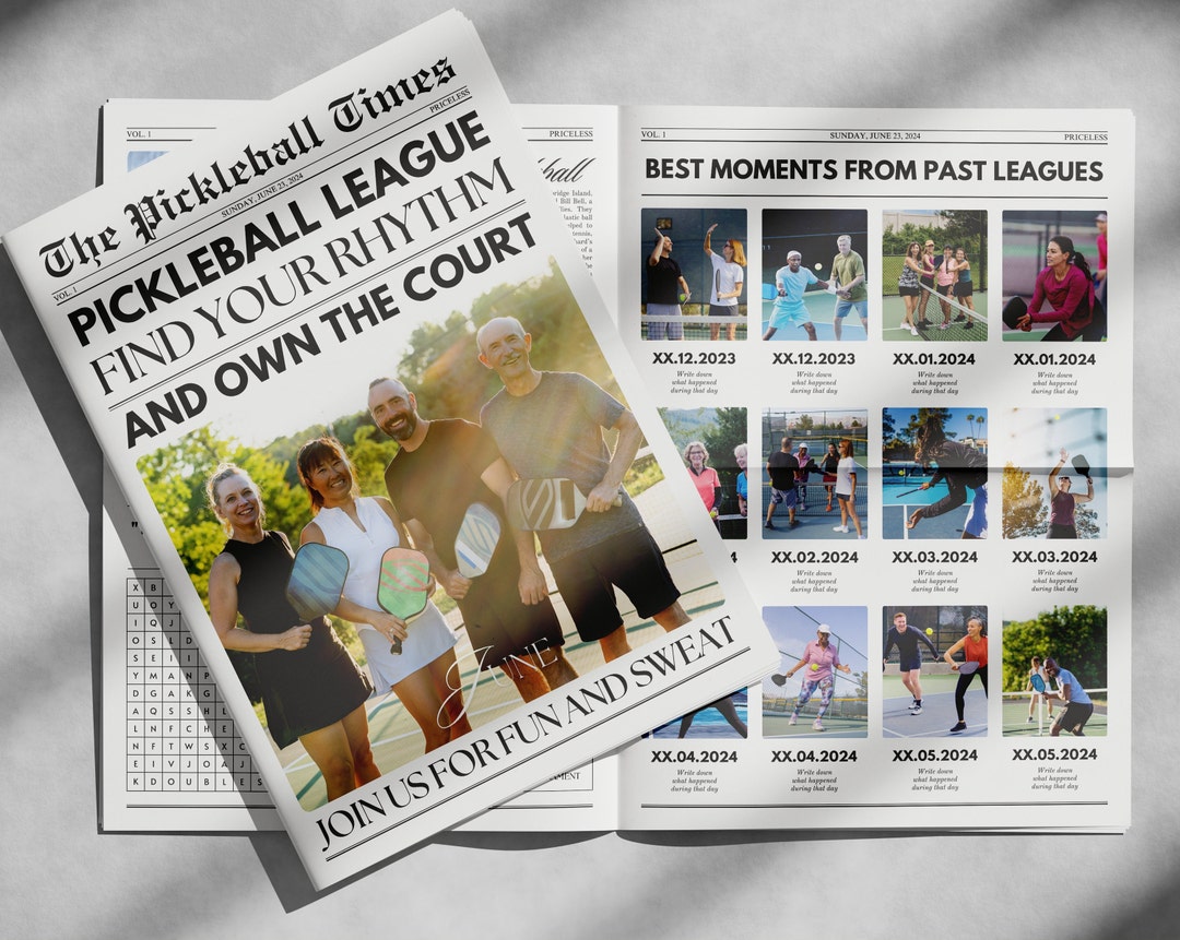 Pickleball Event Newspaper Template Editable Canva Template Sports ...