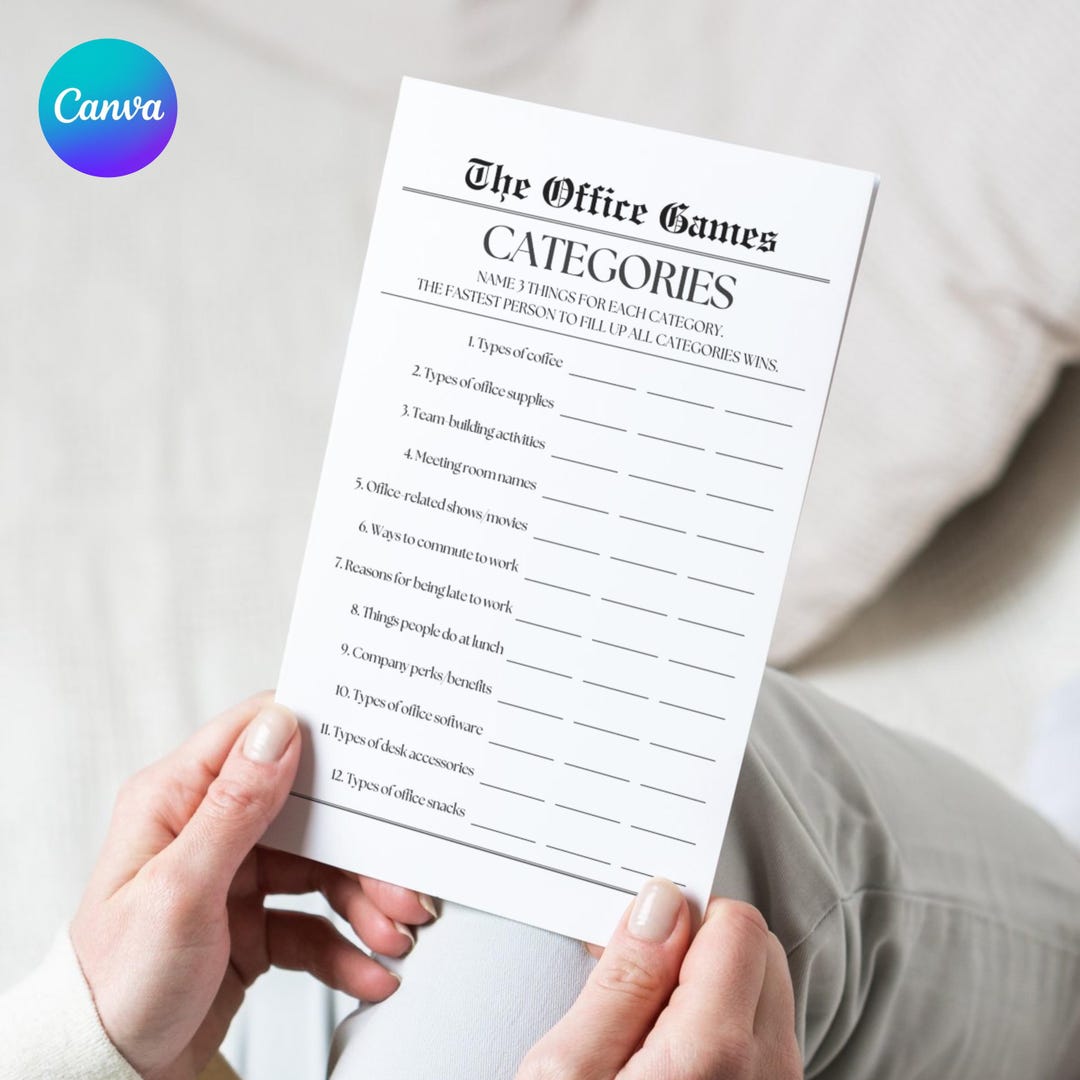 Work Party Office Game Printable Template, Canva Editable Office Party ...