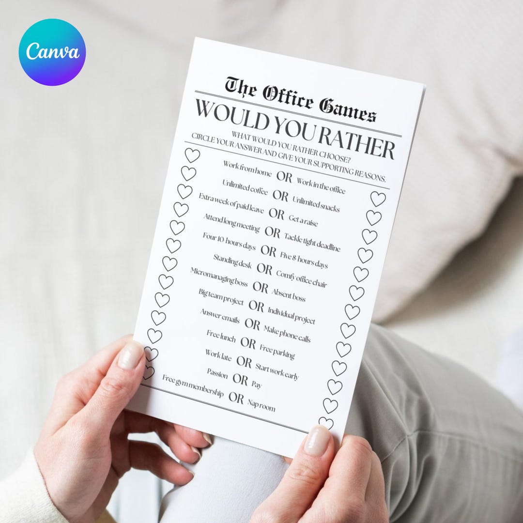 Work Party Office Game Printable Template, Canva Editable Office Party ...