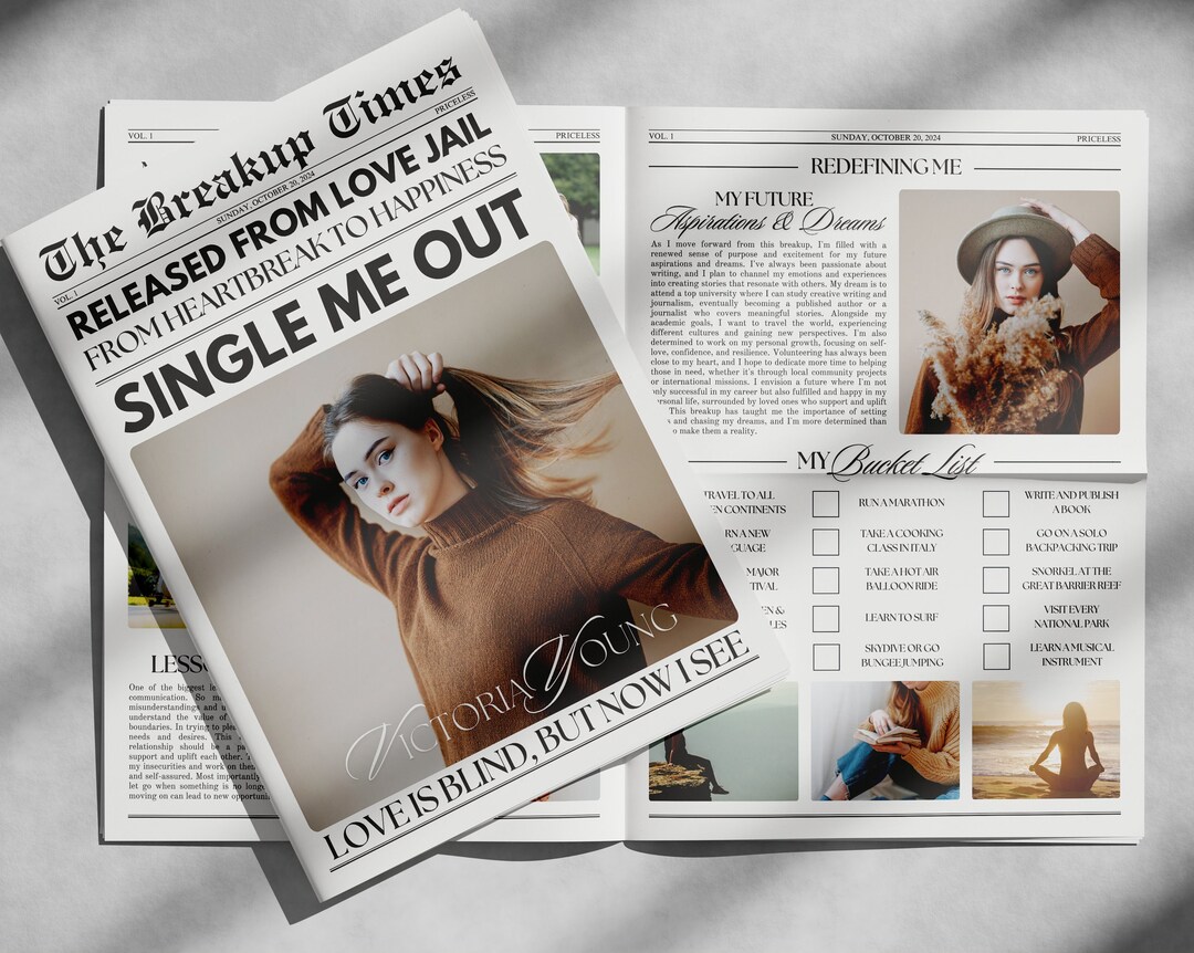Custom Breakup Newspaper Template Canva Digital Breakup Announcement ...