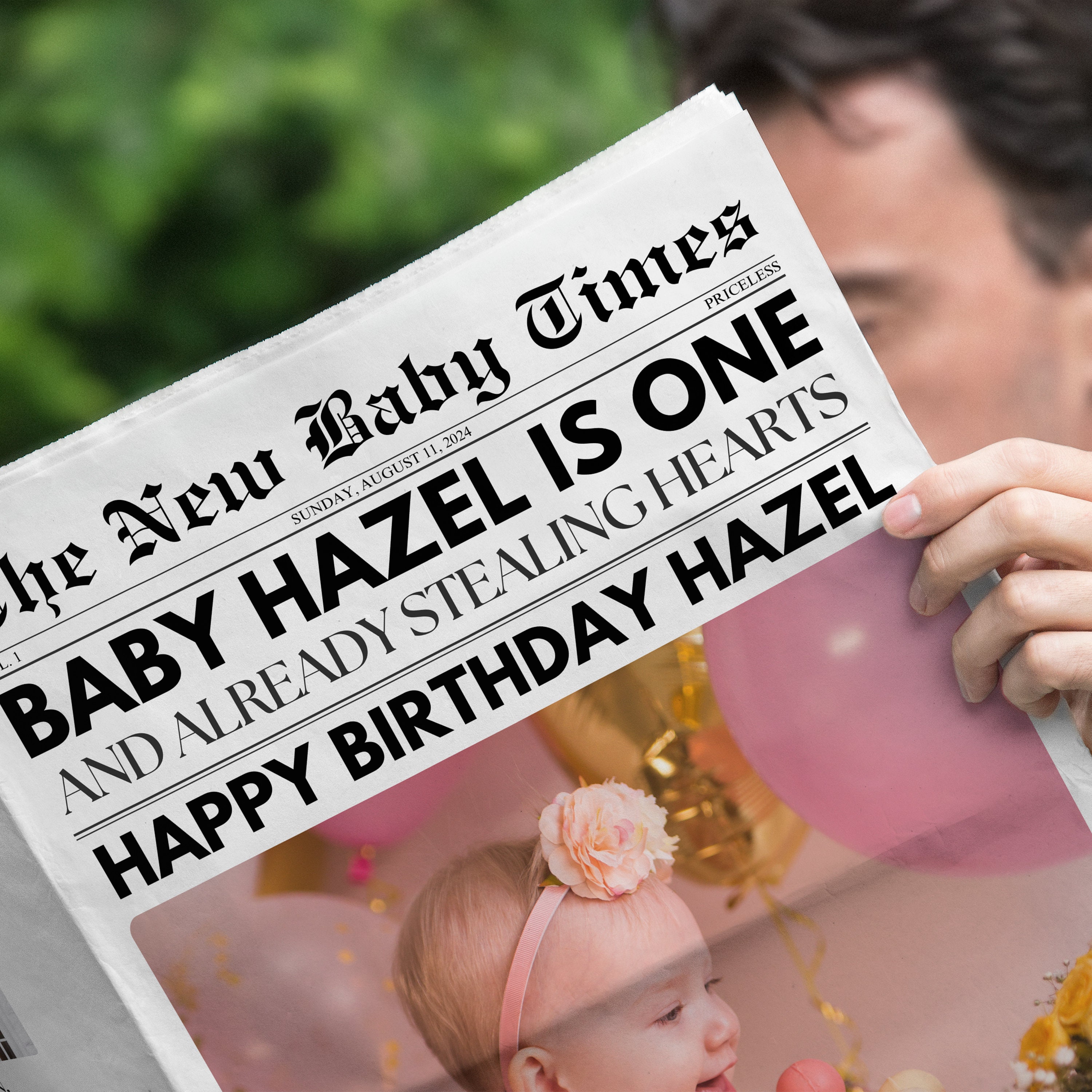 Editable Baby First Birthday Newspaper Custom Digital Canva Template ...
