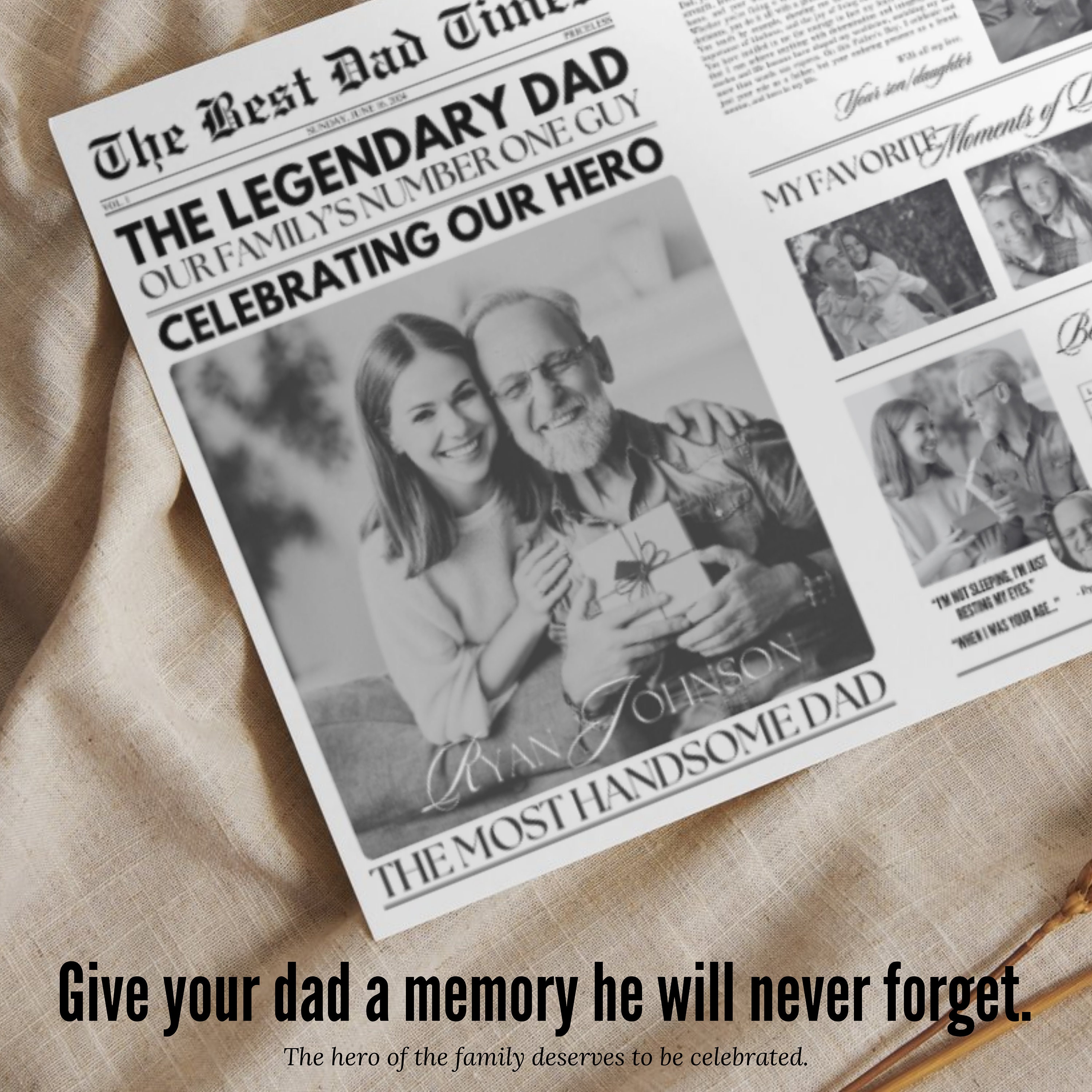 Editable Father's Day Newspaper Template, Best Dad Ever Gift, Gift for ...