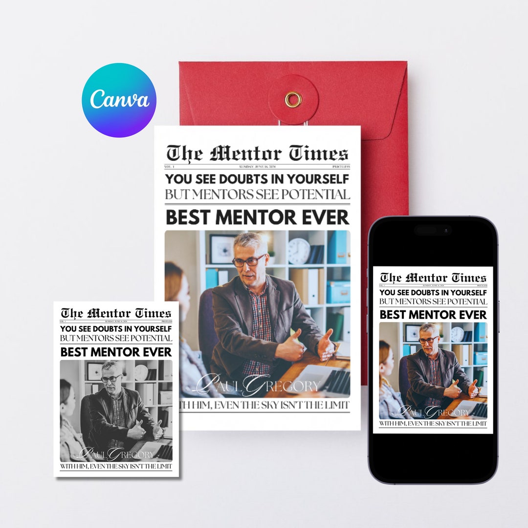 Editable Mentor Appreciation Card Template Digital Canva Personalized ...