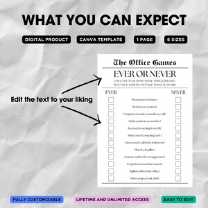 Work Party Office Game Printable Template, Canva Editable Office Party ...