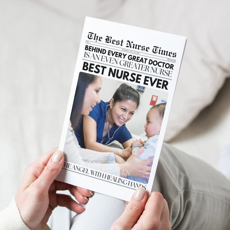 Editable Best Nurse Appreciation Newspaper Card Digital Canva Template ...