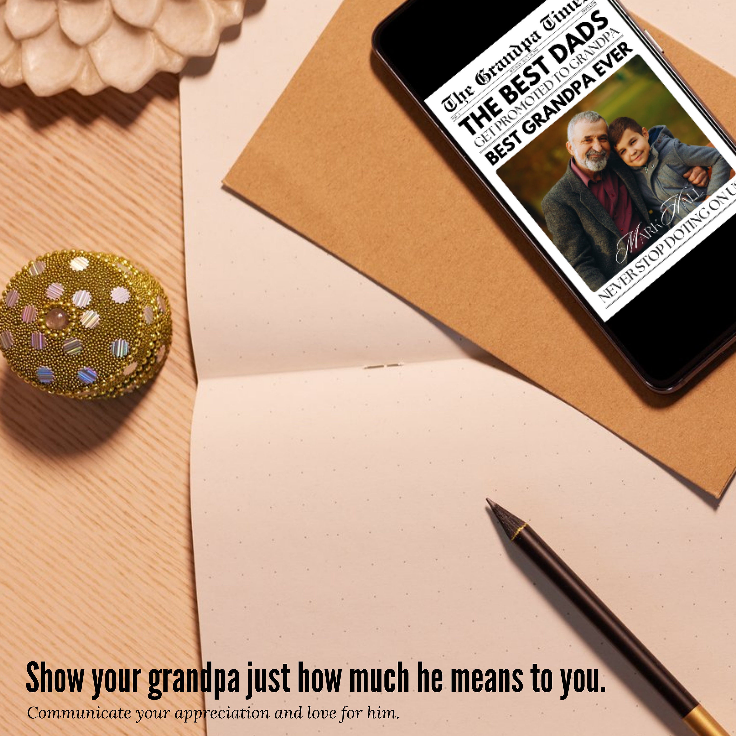 Editable Grandpa Appreciation Newspaper Card Father's Day Digital Canva ...