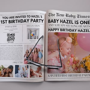 Editable Baby First Birthday Newspaper Custom Digital Canva Template ...