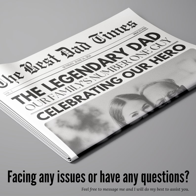 Editable Father's Day Newspaper Template, Best Dad Ever Gift, Gift for ...
