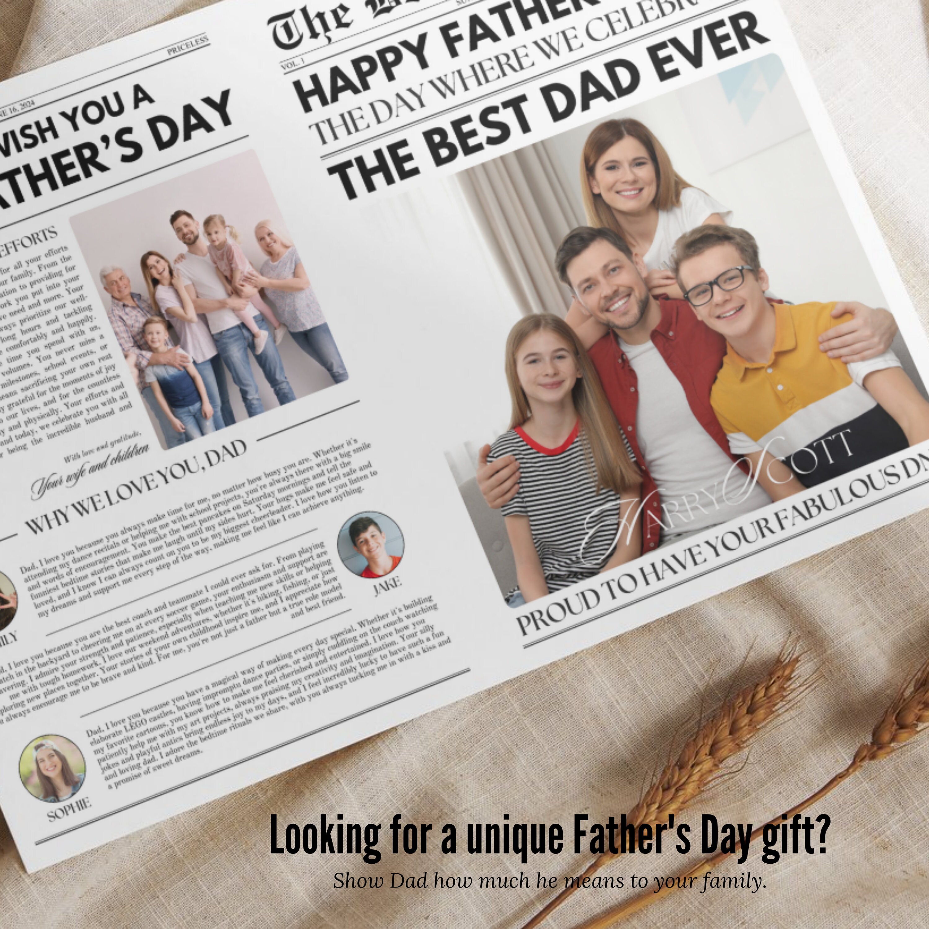 Fathers Day Newspaper Template Digital Canva Editable Fathers Day Gift ...