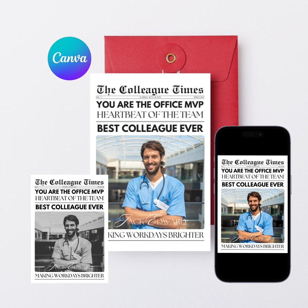 Editable Digital Canva Template Best Colleague Gift Office MVP ...