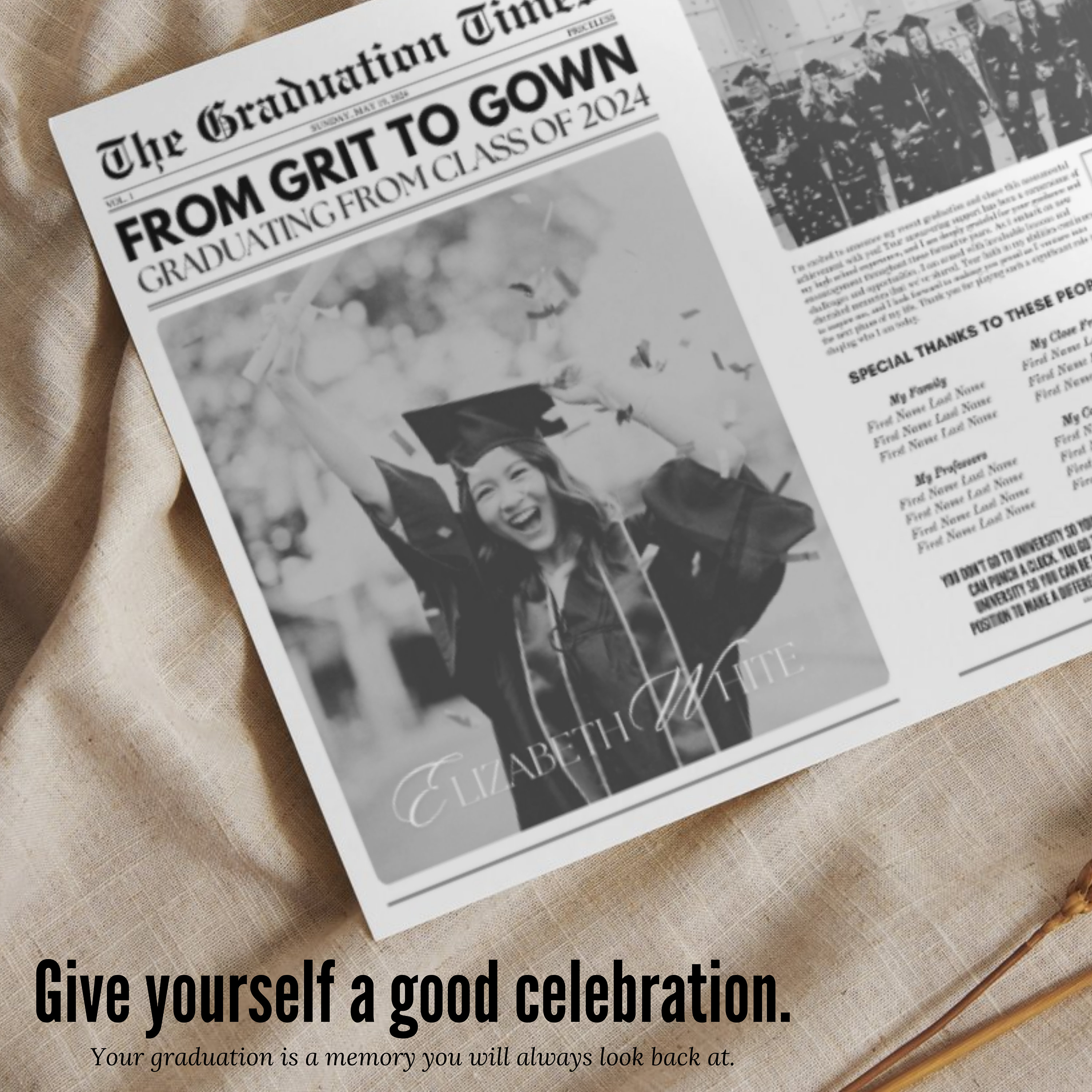 Graduation Newspaper Template Digital Customizable Editable Printable ...