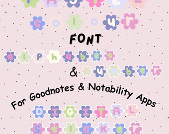 Cute Pastel Colour Alphabet Digital Stickers, Font Letters & Numbers ...