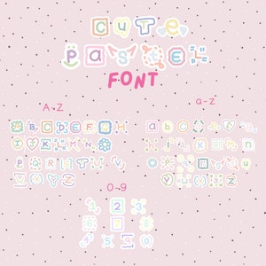 Cute Pastel Colour Alphabet Digital Stickers, Font Letters & Numbers ...