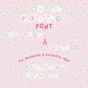 Cute Pastel Colour Alphabet Digital Stickers, Font Letters & Numbers ...