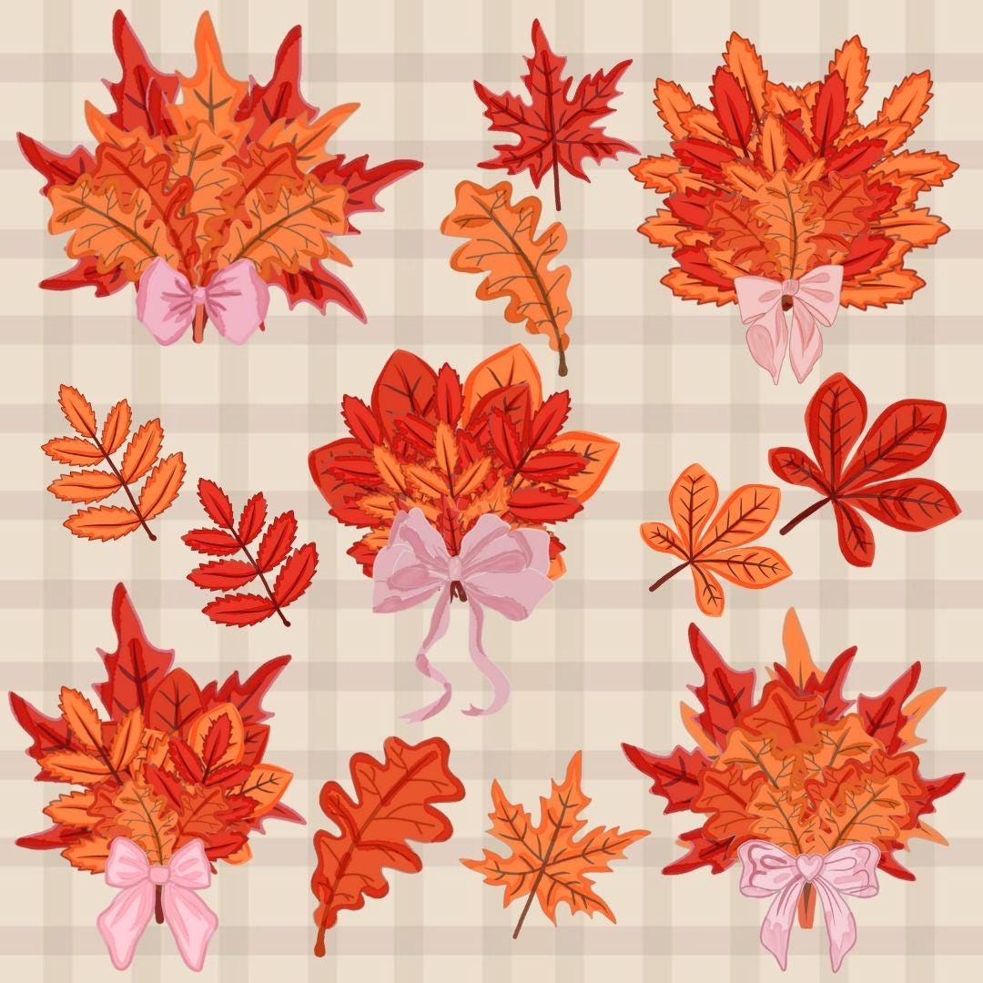 Autumn Leaves Clipart, Fall Clipart, Seasonal Decor Clipart, Leaf PNG ...
