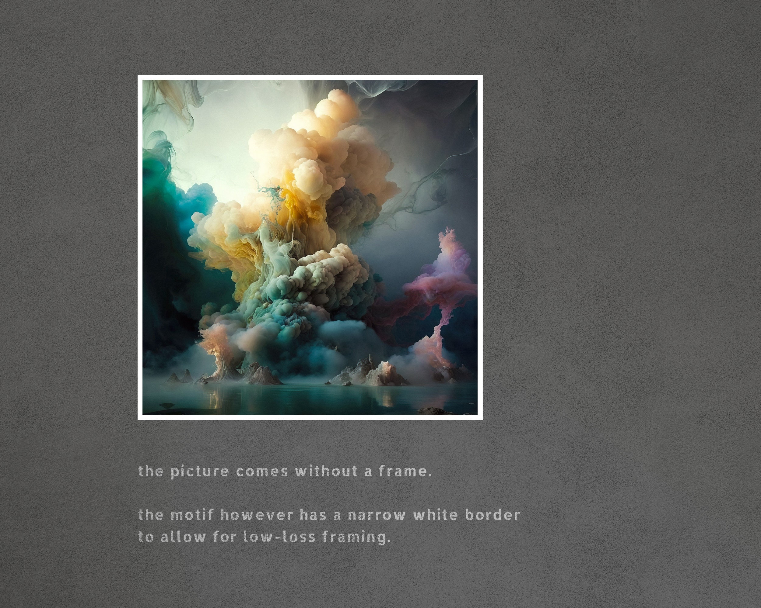 Mixed Origin: Colorful Wall Art of Primordial Sea, Soft Blue Clouds ...