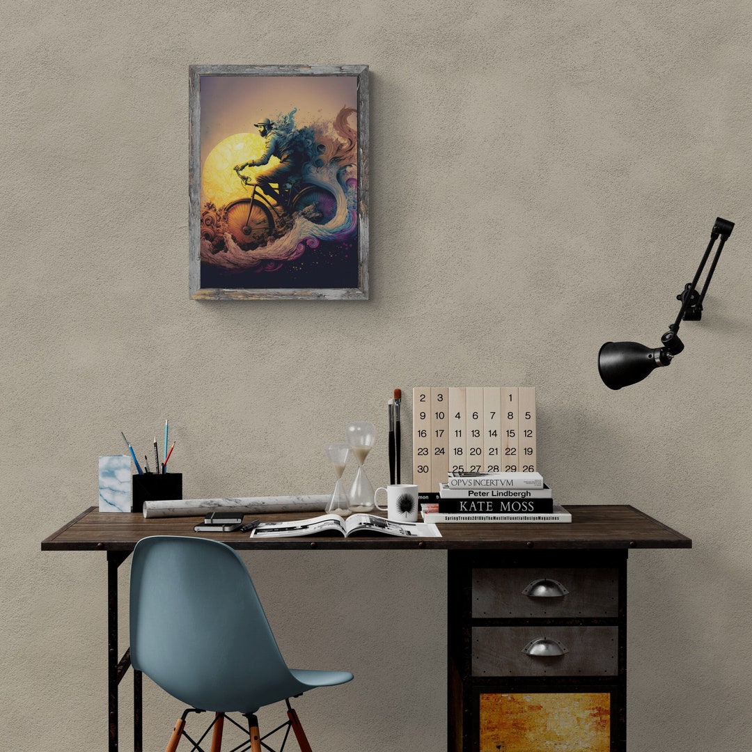 Nimbus Rider - Vintage Cycling Poster, Free Man Riding Bicycle in ...