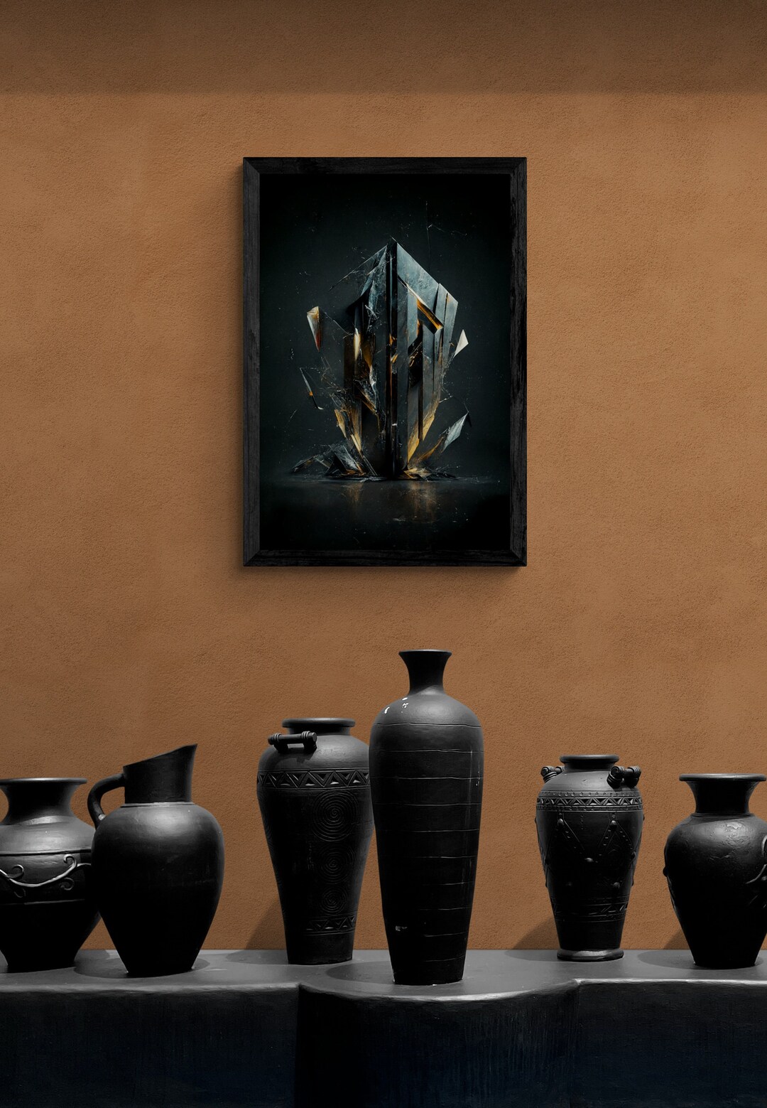 Prometheus Unbound Modern Gym Wall Art, Energetic Rock Dark, Male Room ...