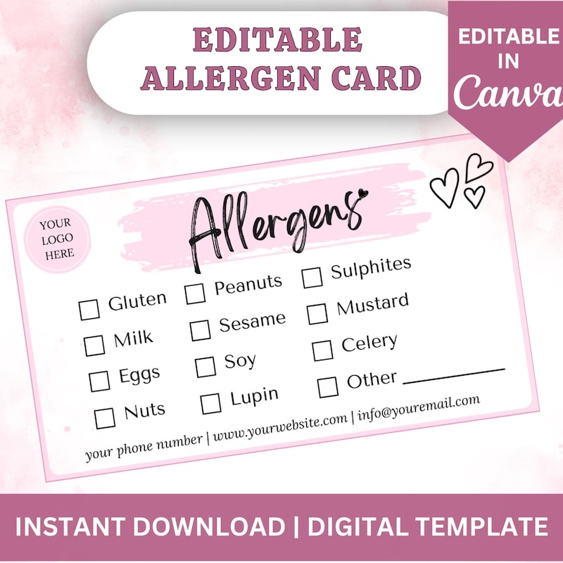 Allergy Table Cards - Etsy
